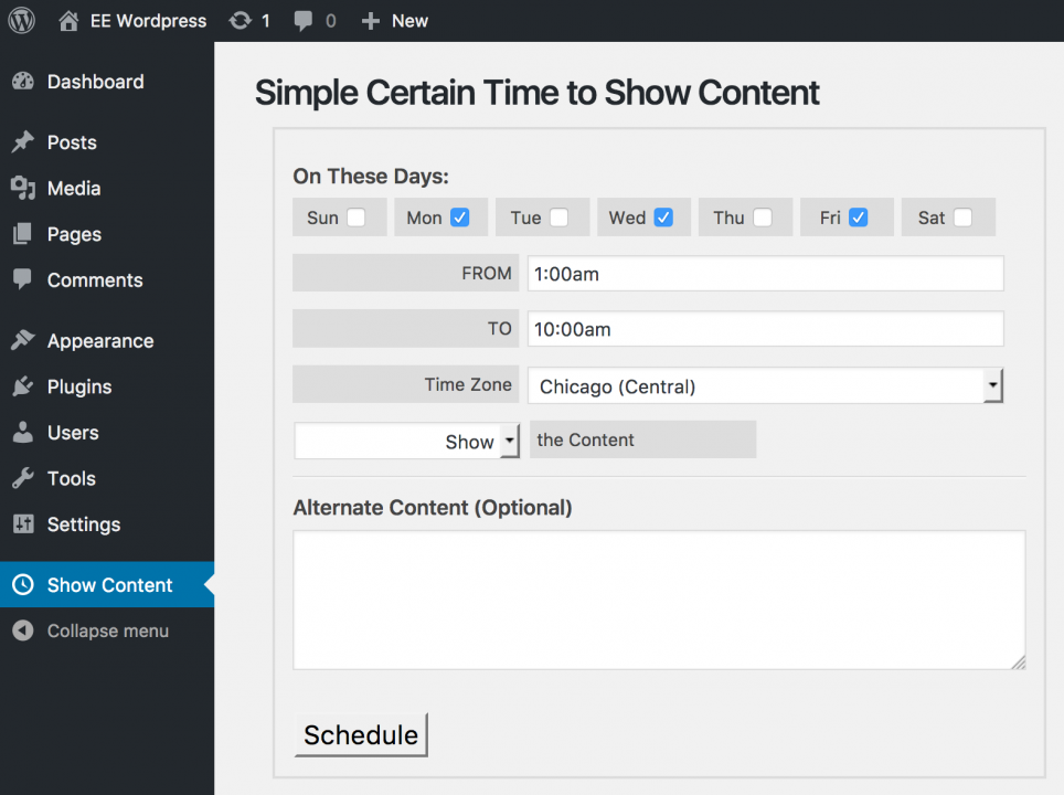 Schedule Content Areas on Your WordPress Web Pages – Element Engage, LLC
